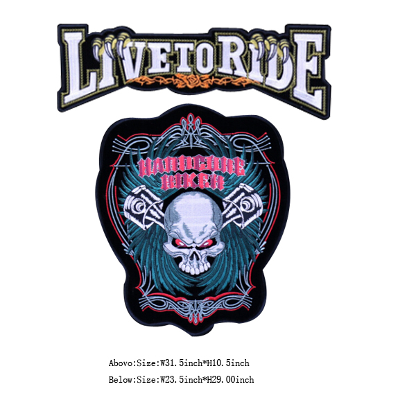 Custom Silver Live To Ride Skull Iron on Design Embroidery patch ...